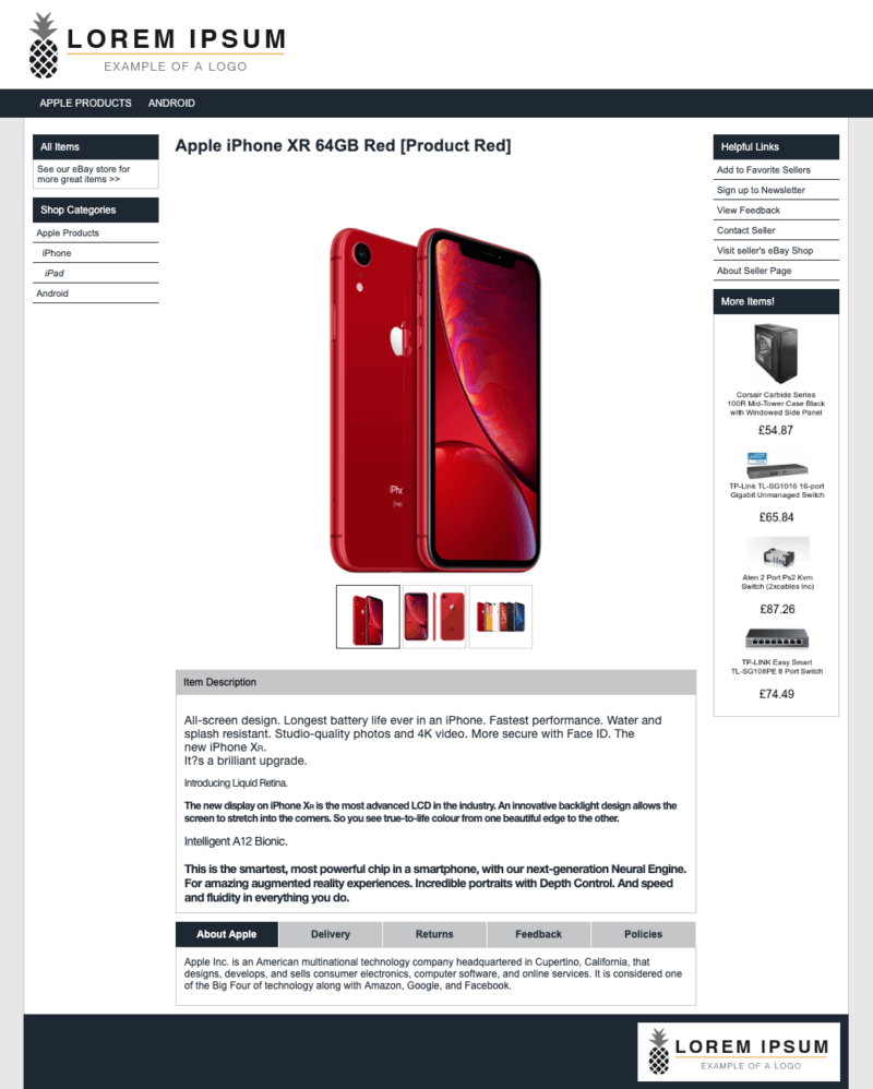 Mobile Responsive eBay Template